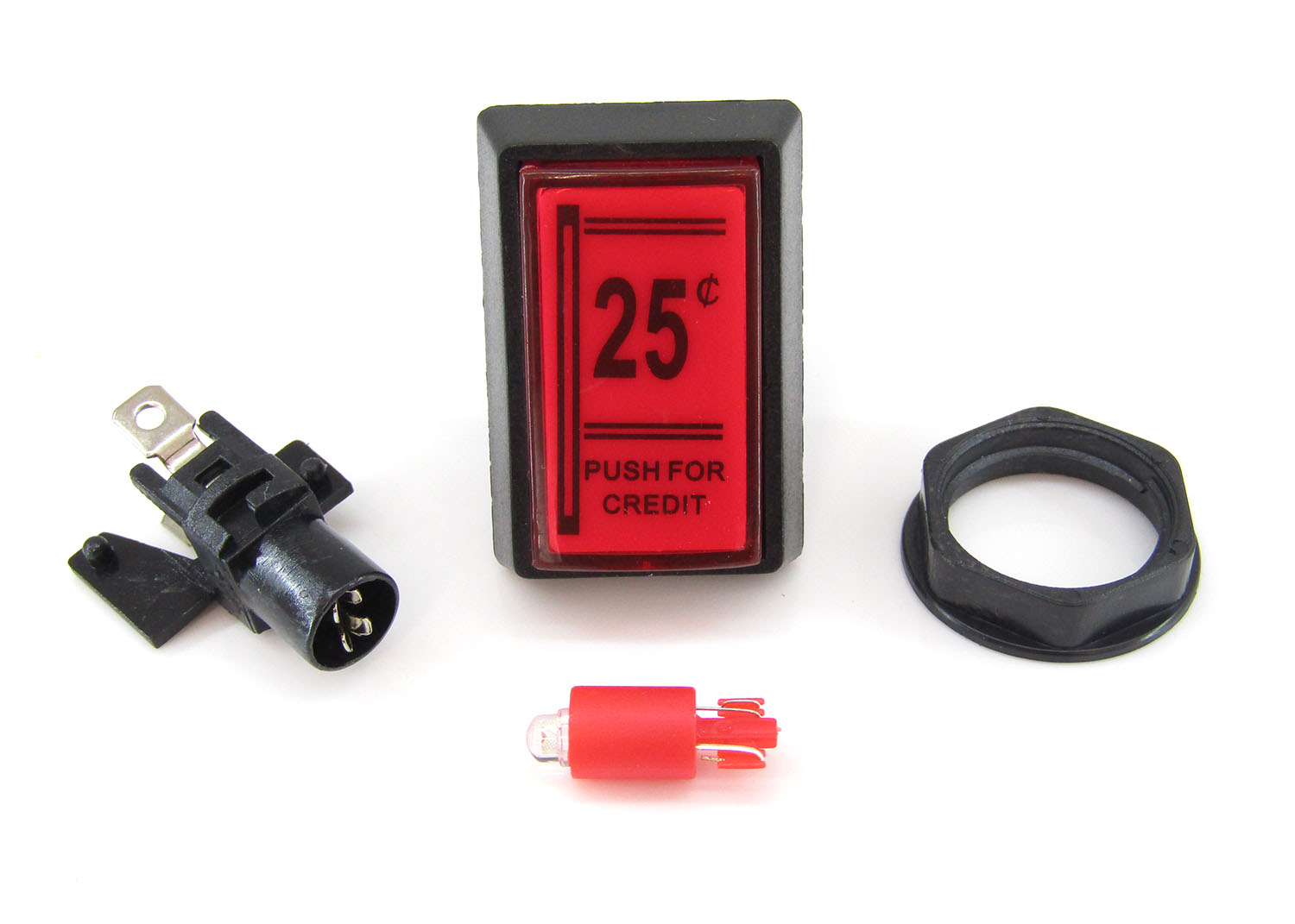 25c Push For Credit LED Arcade Button with Free Microswitch *Discounted*