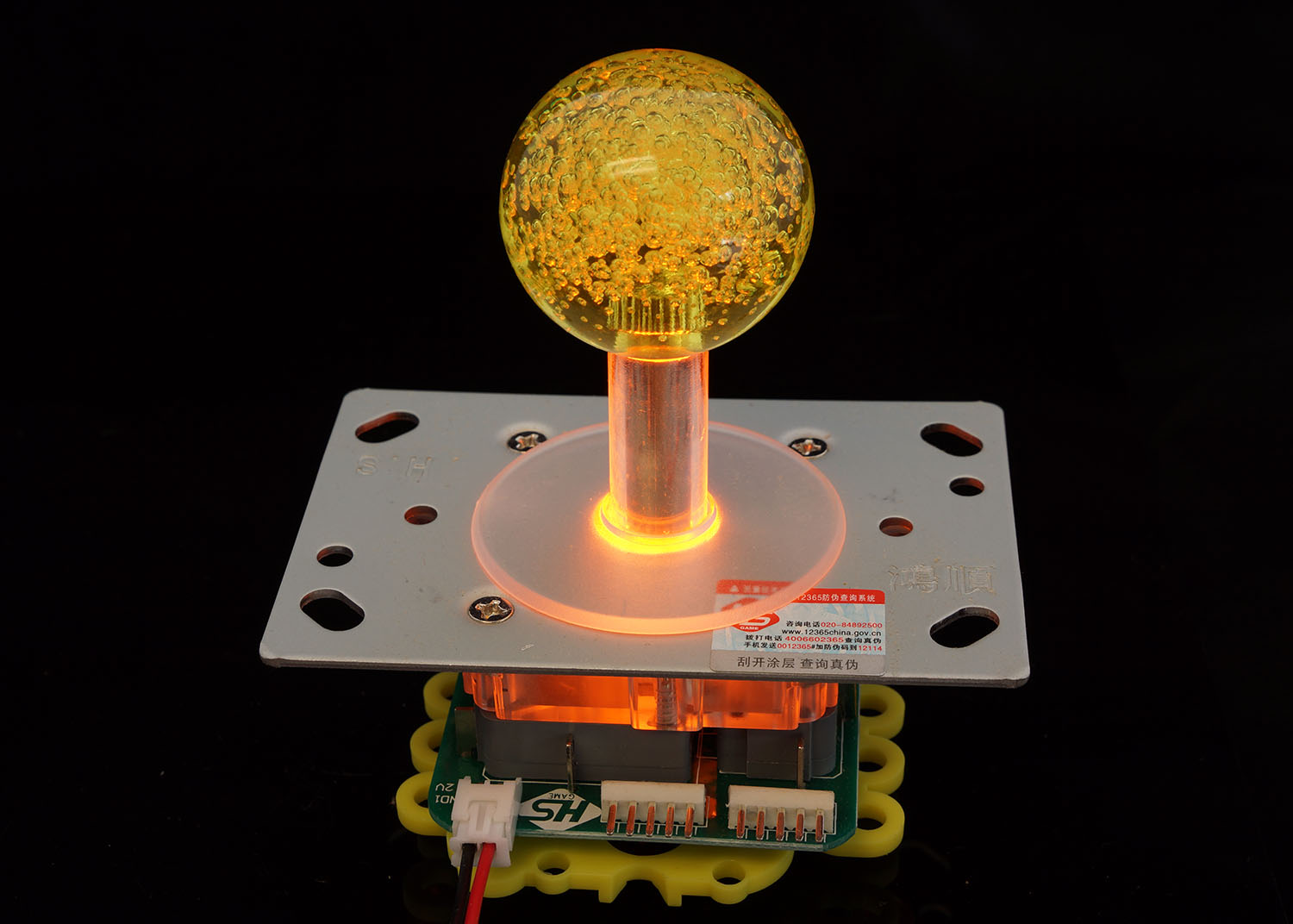 LED Joystick 2-4-8-way with Yellow LED Ball Top
